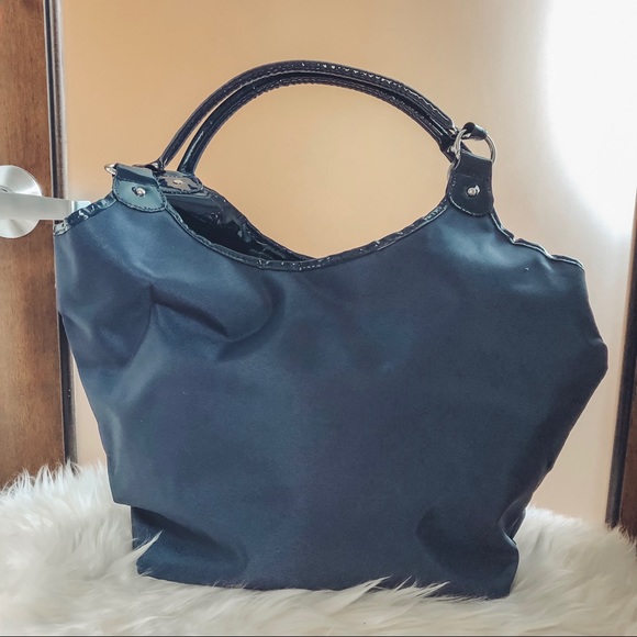 Bags | Navy Blue Pvc Tote | Poshmark
